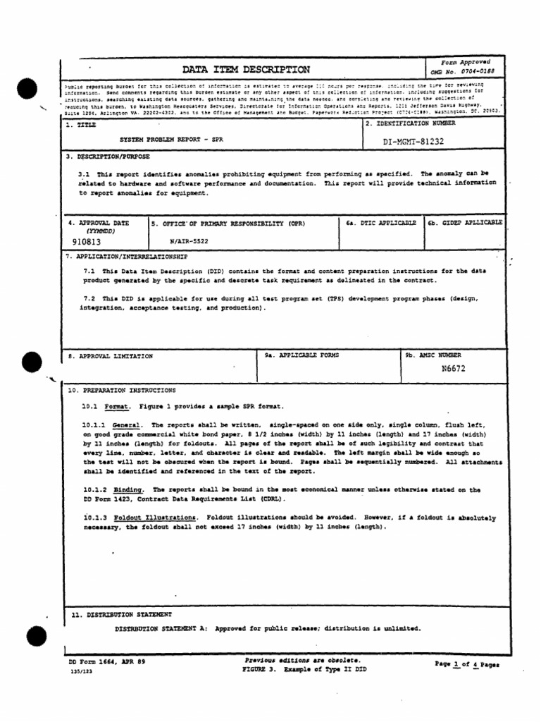 DI-MGMT-81232 System Problem Report Template | PDF