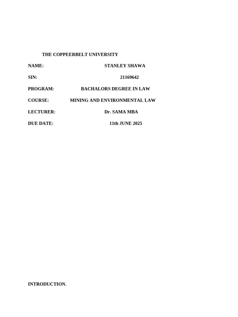 Mining and Environmental Law Analysis | PDF | Duty Of Care ...