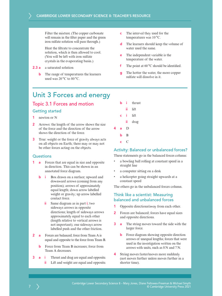 Cambridge Lower Secondary Science 8 Guide | PDF