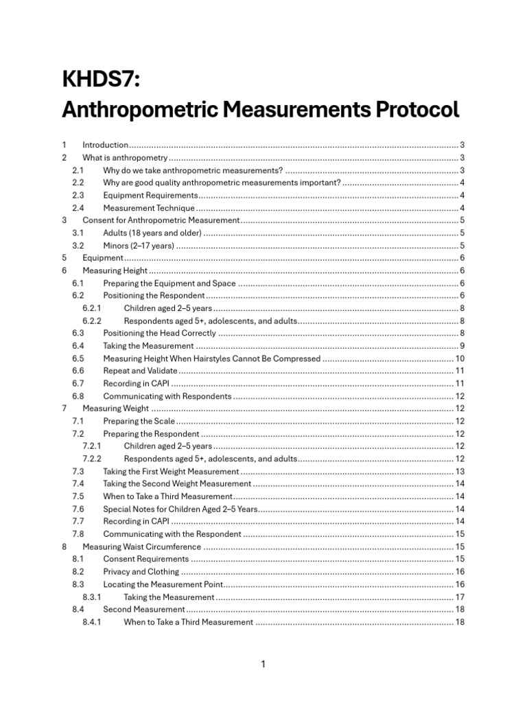 Anthropometric Measurement Protocol Guide | PDF | Anthropometry | Waist