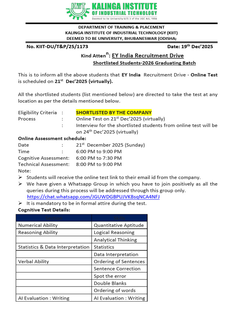 EY India Online Test for KIIT Graduates | PDF | Computer Programming ...