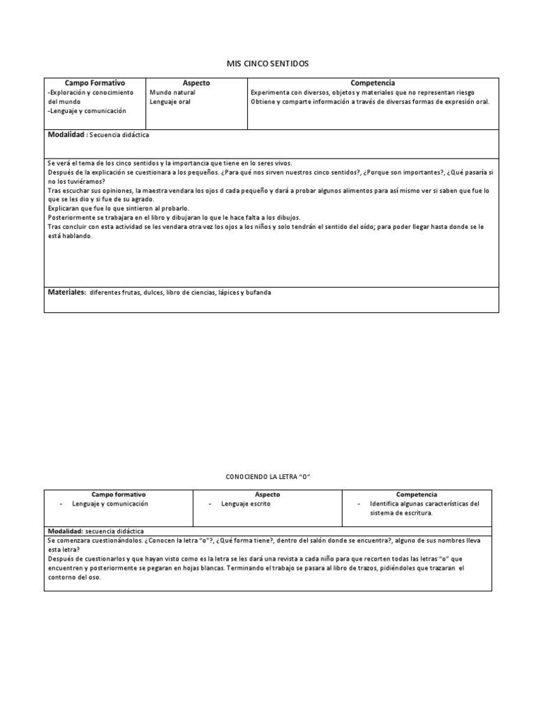 Proyecto Didáctico: Los Cinco Sentidos | PDF | Agua | Comunicación