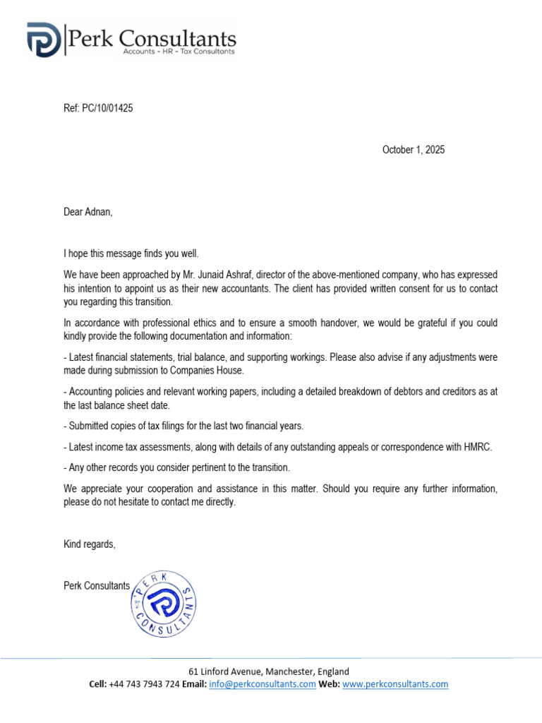 Letter - Perk | PDF
