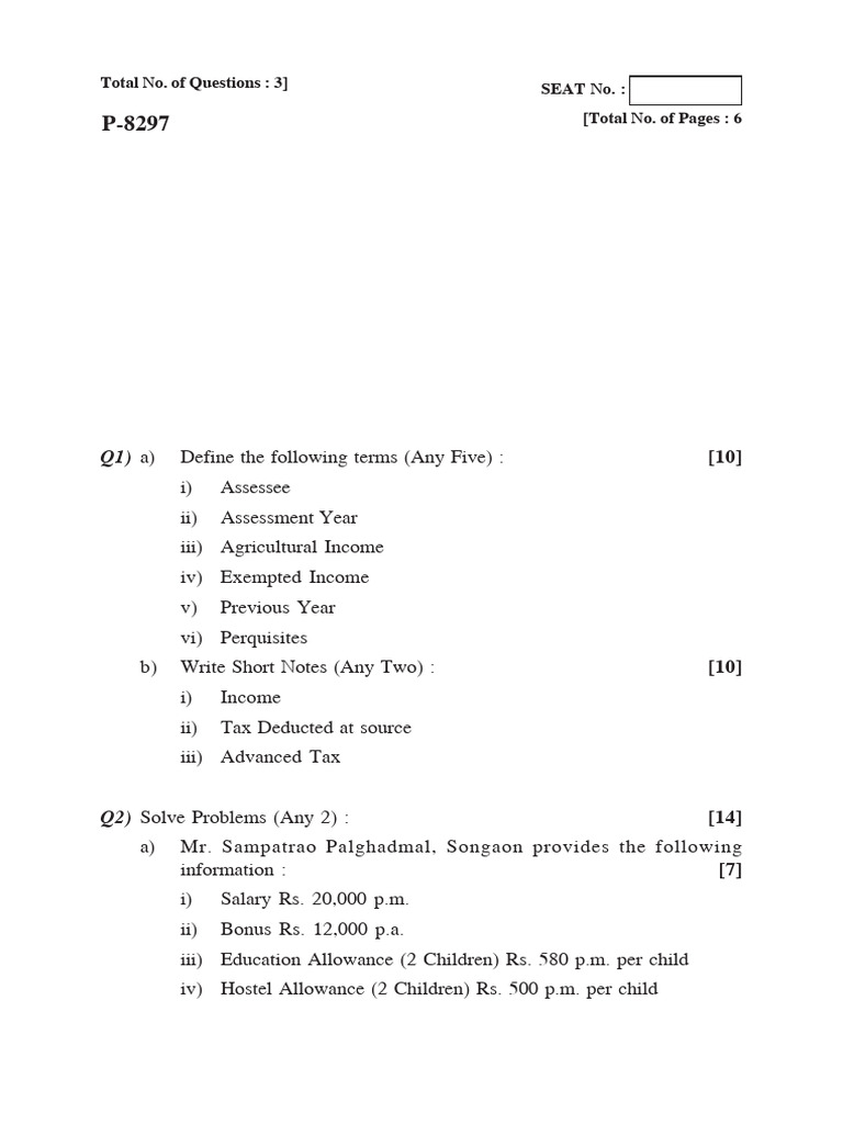 Taxation Concepts and Problem Solving | PDF | Taxes | Expense