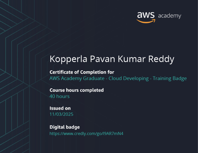 AWS Academy Cloud Developer Badge | PDF