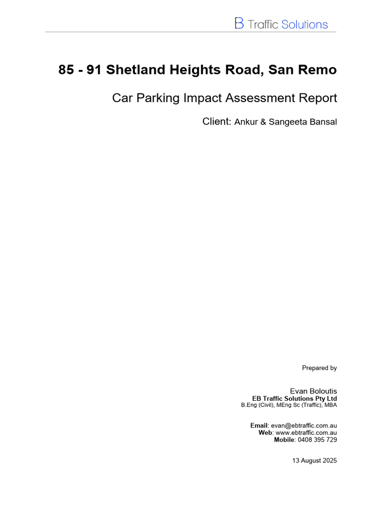 Traffic Impact Assessment | PDF | Parking | Road