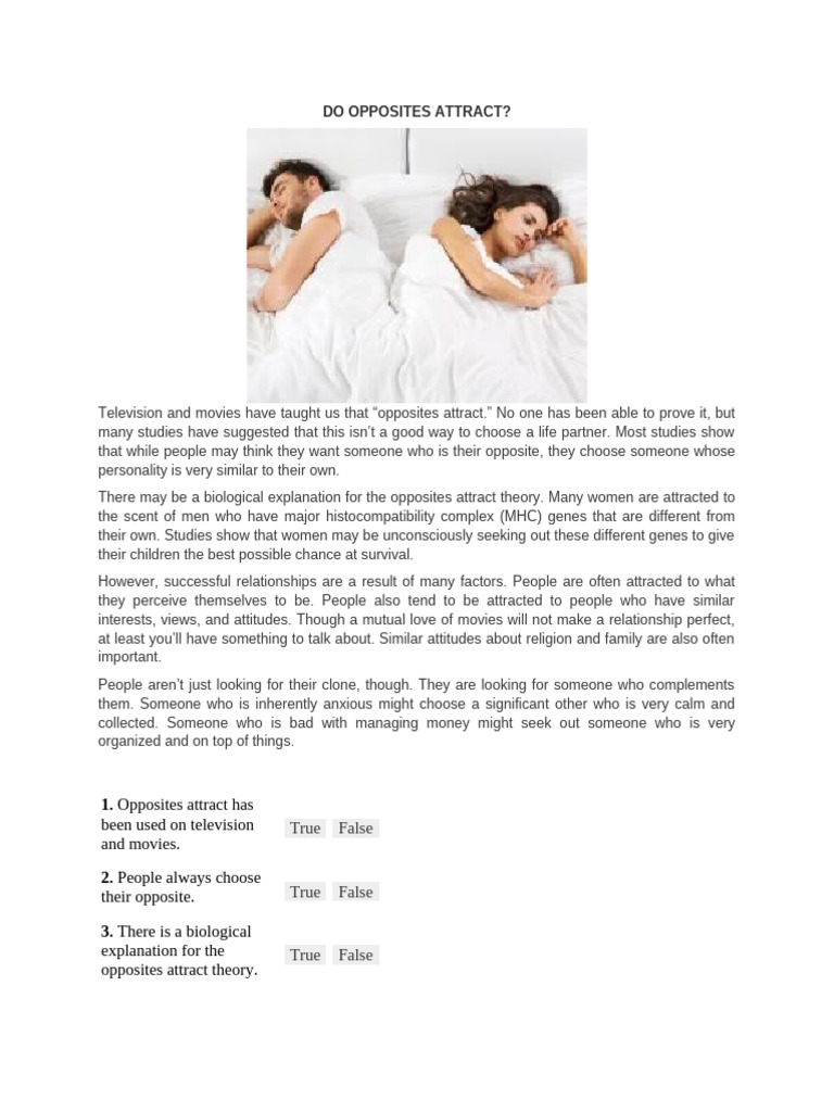 Do Opposites Attract in Relationships? | PDF