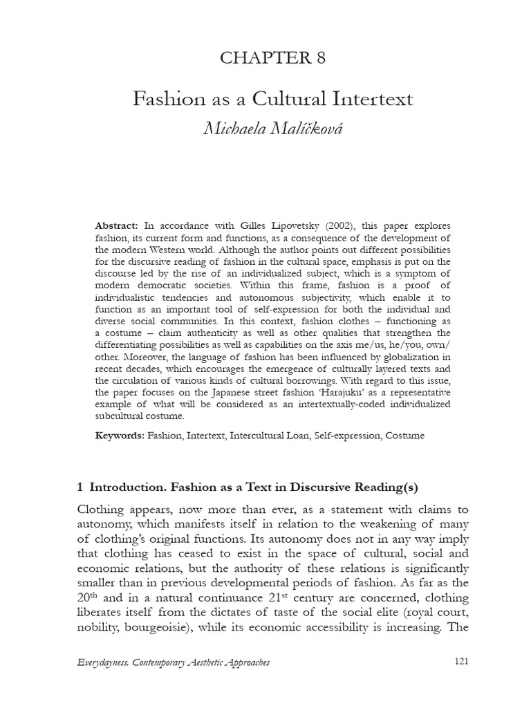 Fashion as Cultural Intertext Analysis | PDF | Fashion | Dialogue