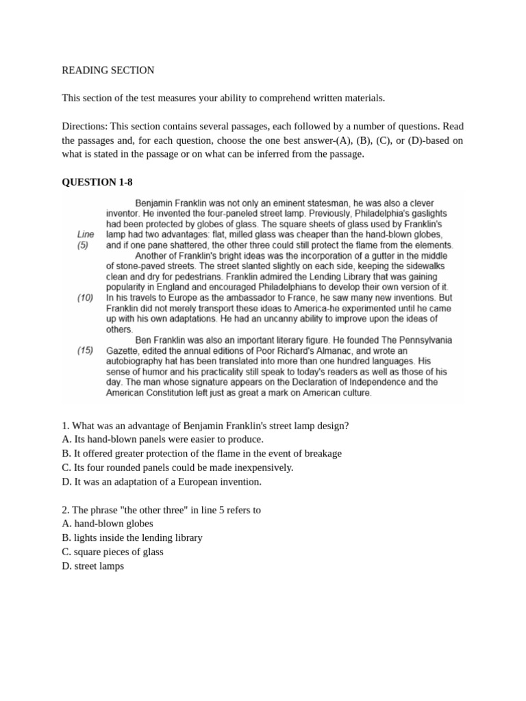 Reading Comprehension Test Guide | PDF | Political Parties | Elections