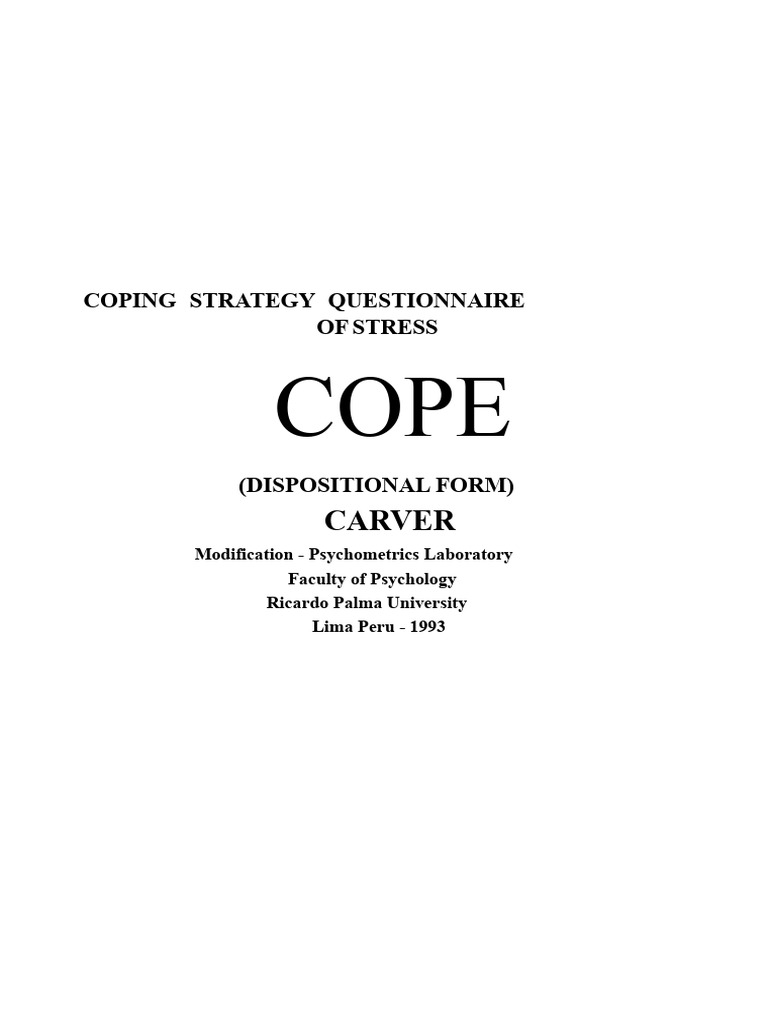 Coping with Stress Questionnaire COPE | PDF | Questionnaire | Validity ...