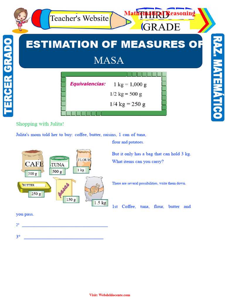 Estimation of Mass Measures For Third Grade of Primary School | PDF ...