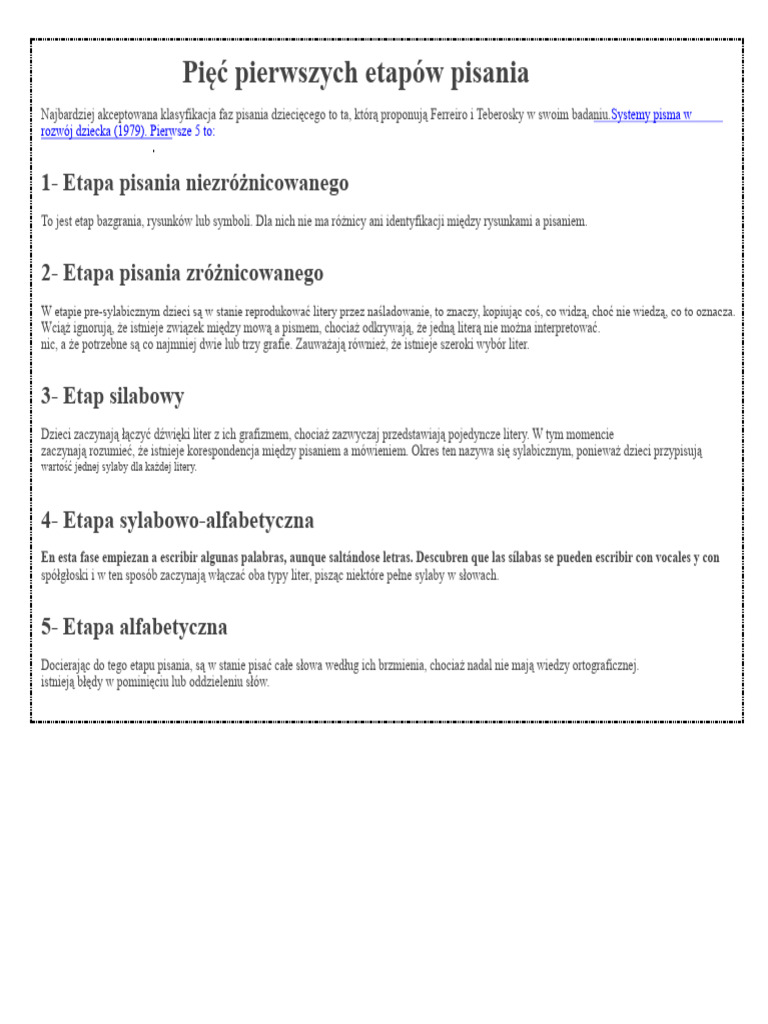 Etapy Czytania I Pisania | PDF