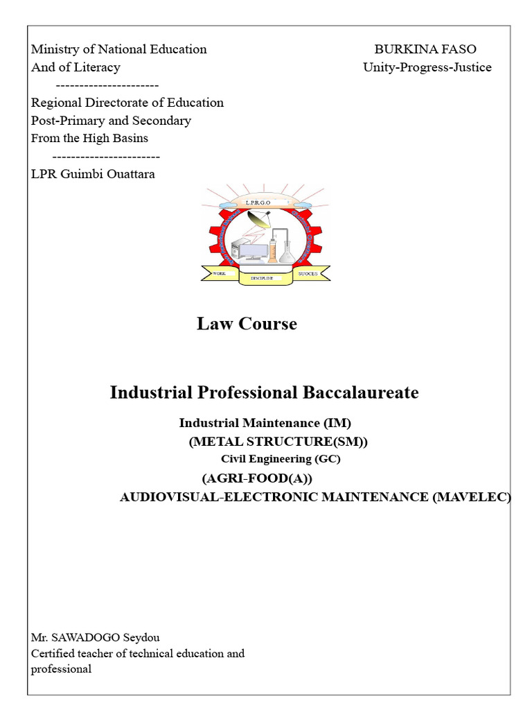 Industrial Bac Pro Law Course | PDF | Guarantee | Goods