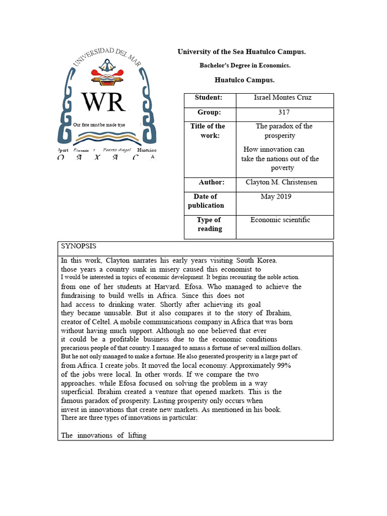 Reading Report On The Paradox of Prosperity 2023 (3rd Quarter) | PDF ...