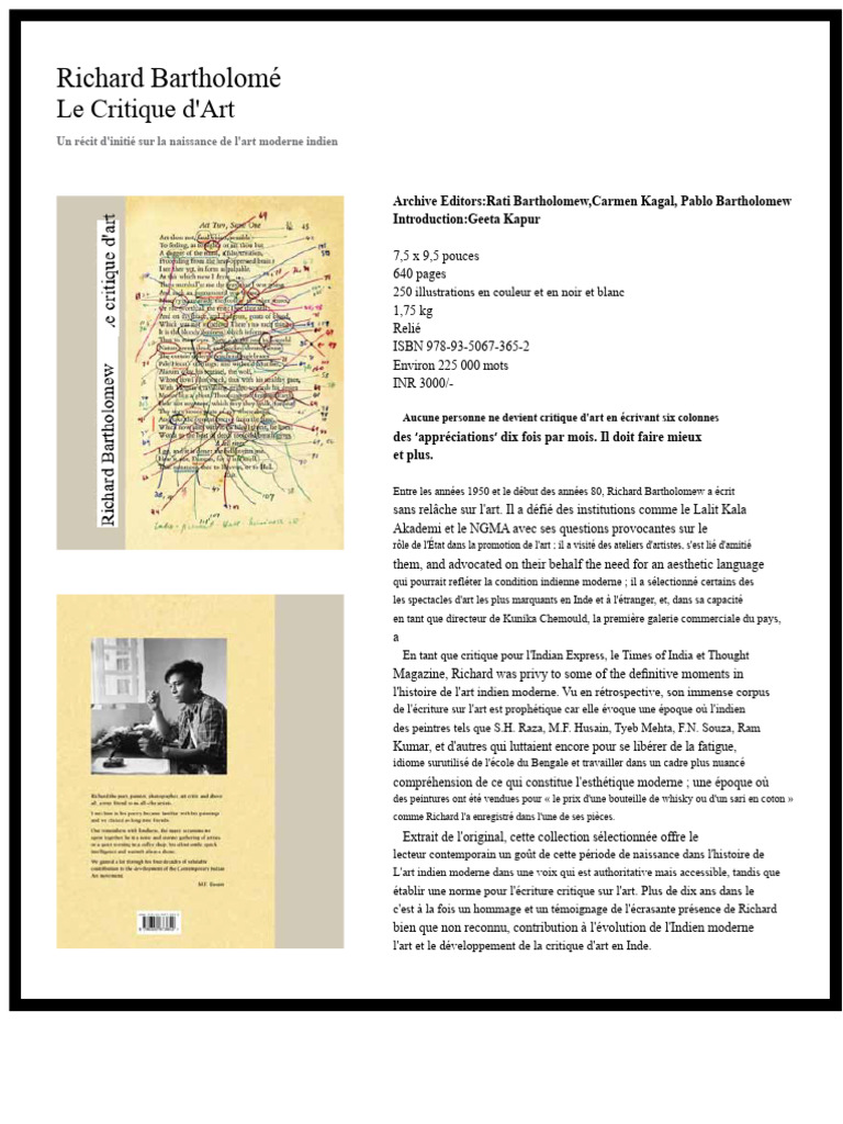 Richard Bartholomé : Art moderne indien | PDF | Delhi | Arts