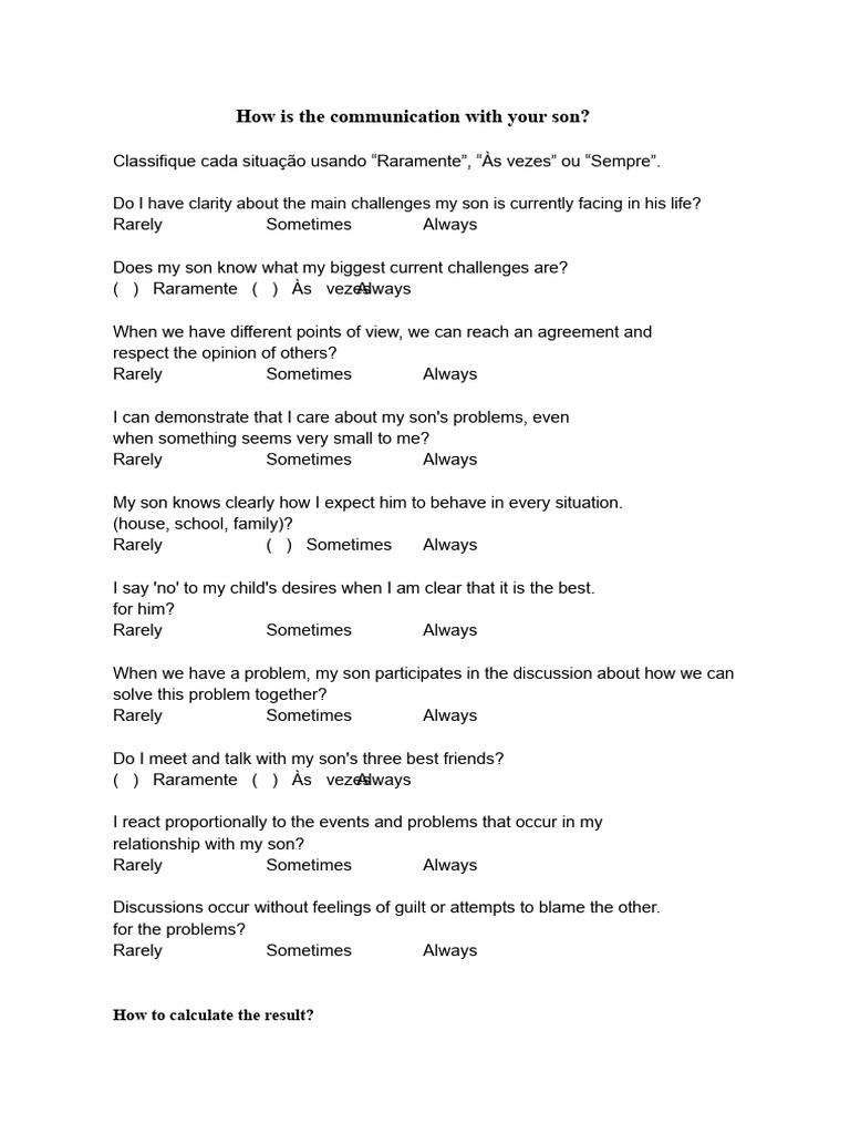 Communication test with the children | PDF | Adolescence ...