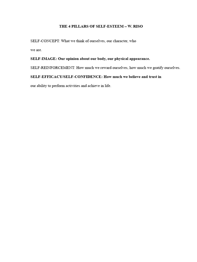 4 Pillars of Self-Esteem | PDF