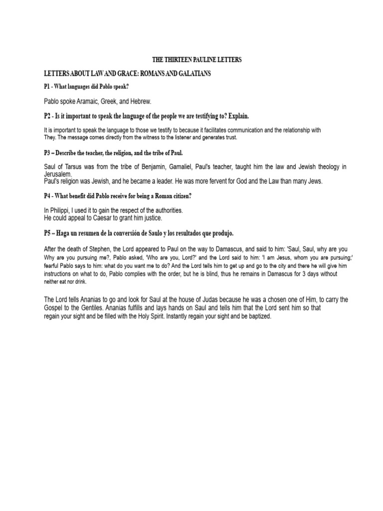 Understanding Paul's Letters: Law & Grace | PDF | Epistle To The ...