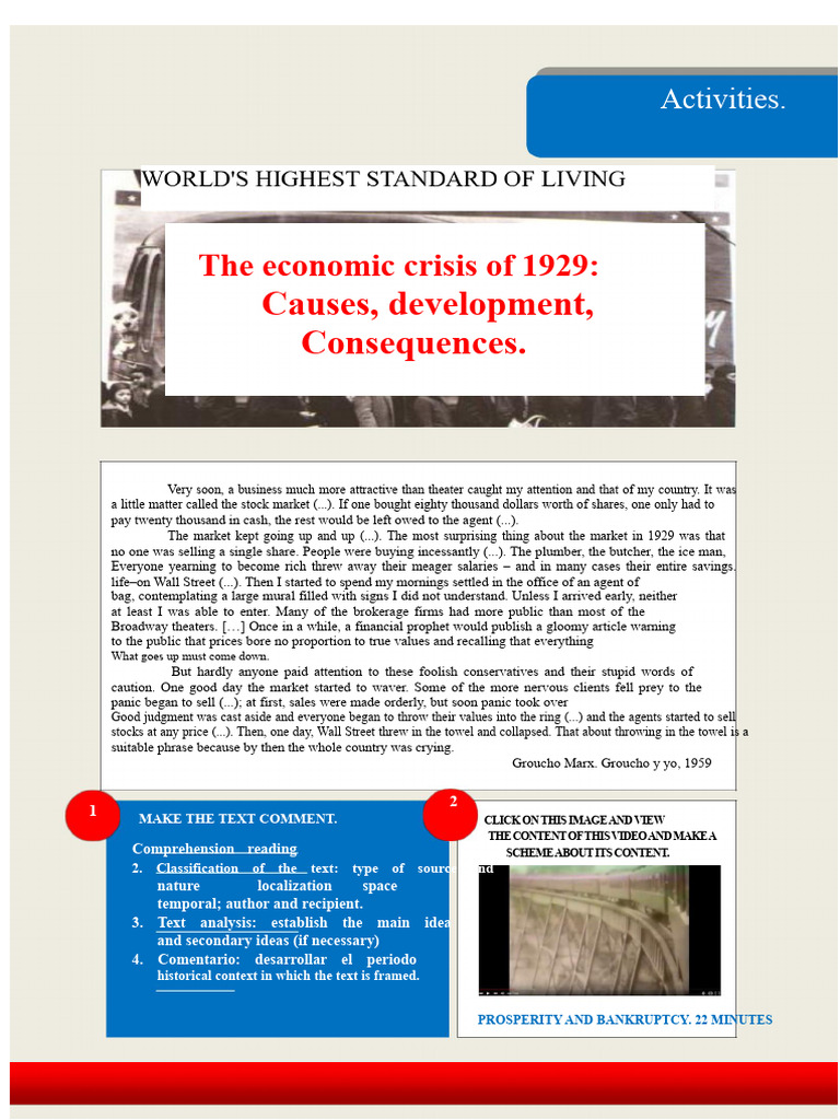 Activities of The 1929 Crisis | PDF | Wall Street Crash Of 1929 ...