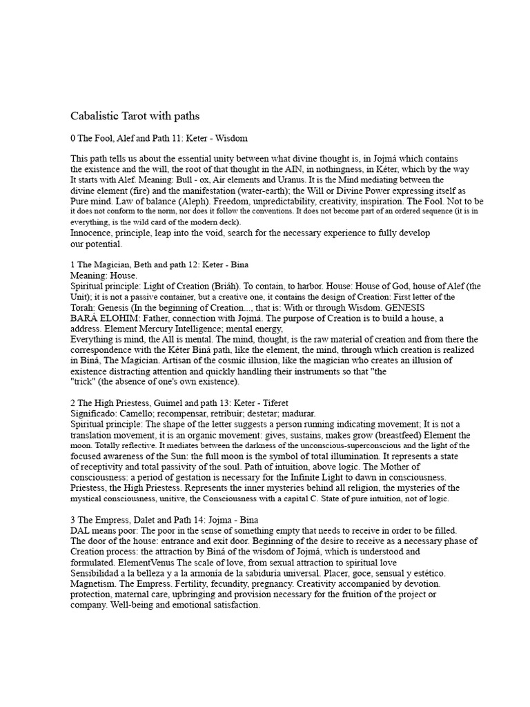 Cabalistic Tarot Paths Explained | PDF