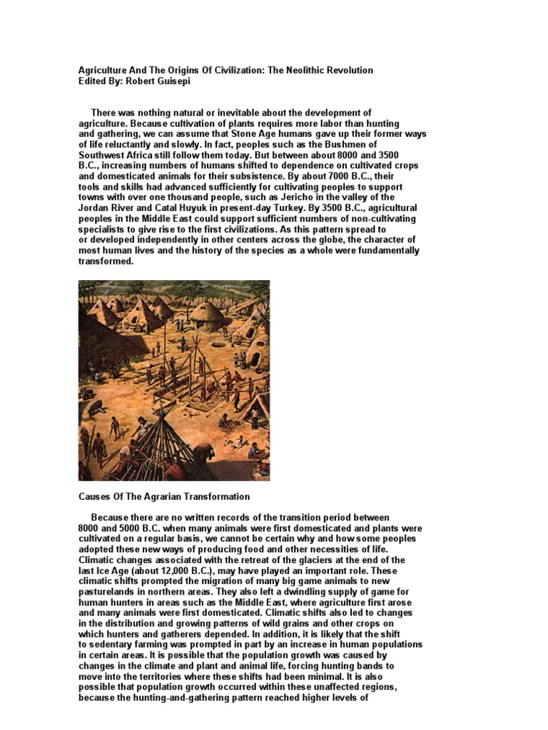 Agriculture and The Origins of Civilization | PDF | Neolithic | Agriculture