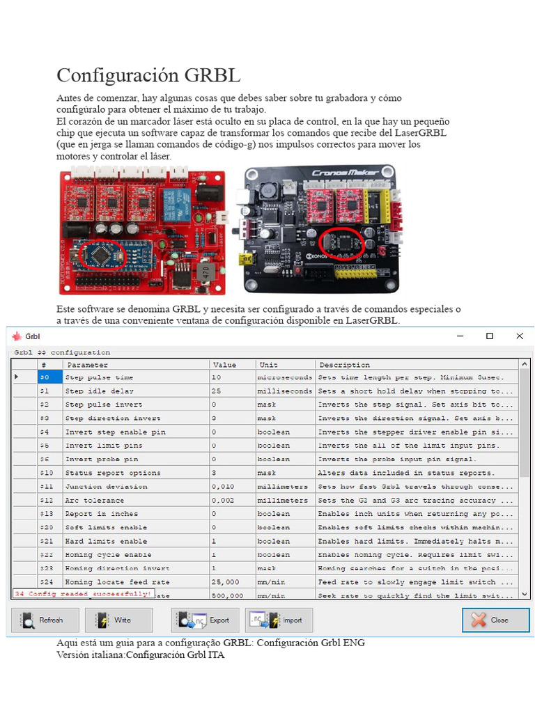 Guía de Configuración GRBL para LaserGRBL | PDF | Hardware de la ...