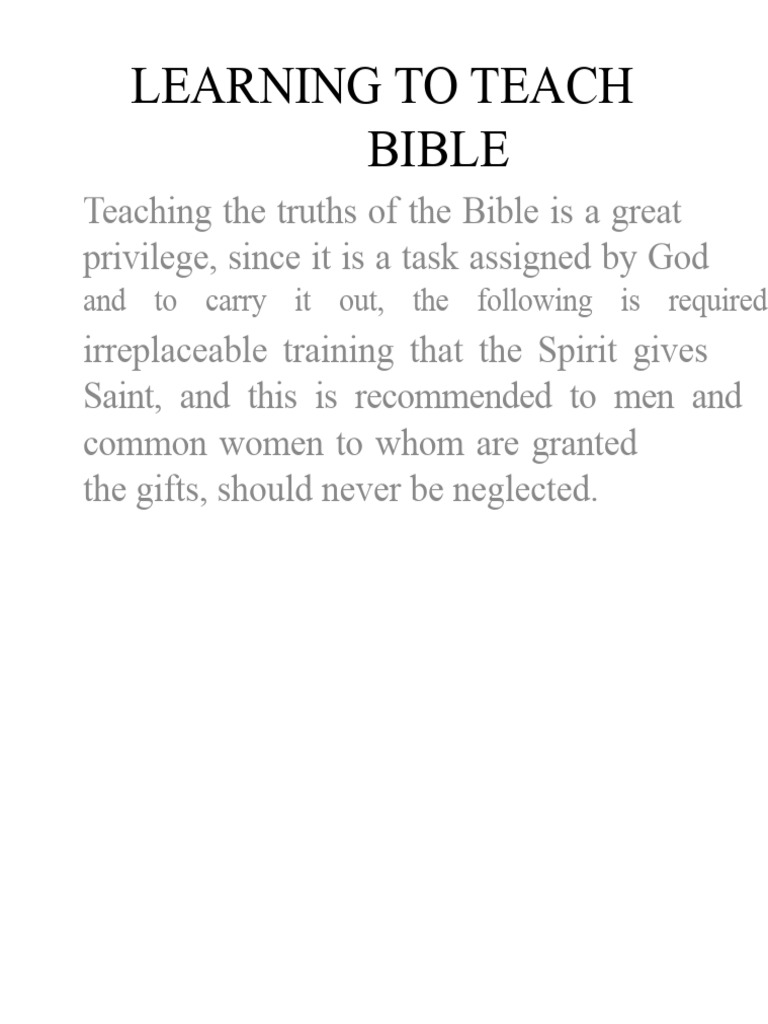 Learning To Teach The Bible | PDF | Pedagogy | God