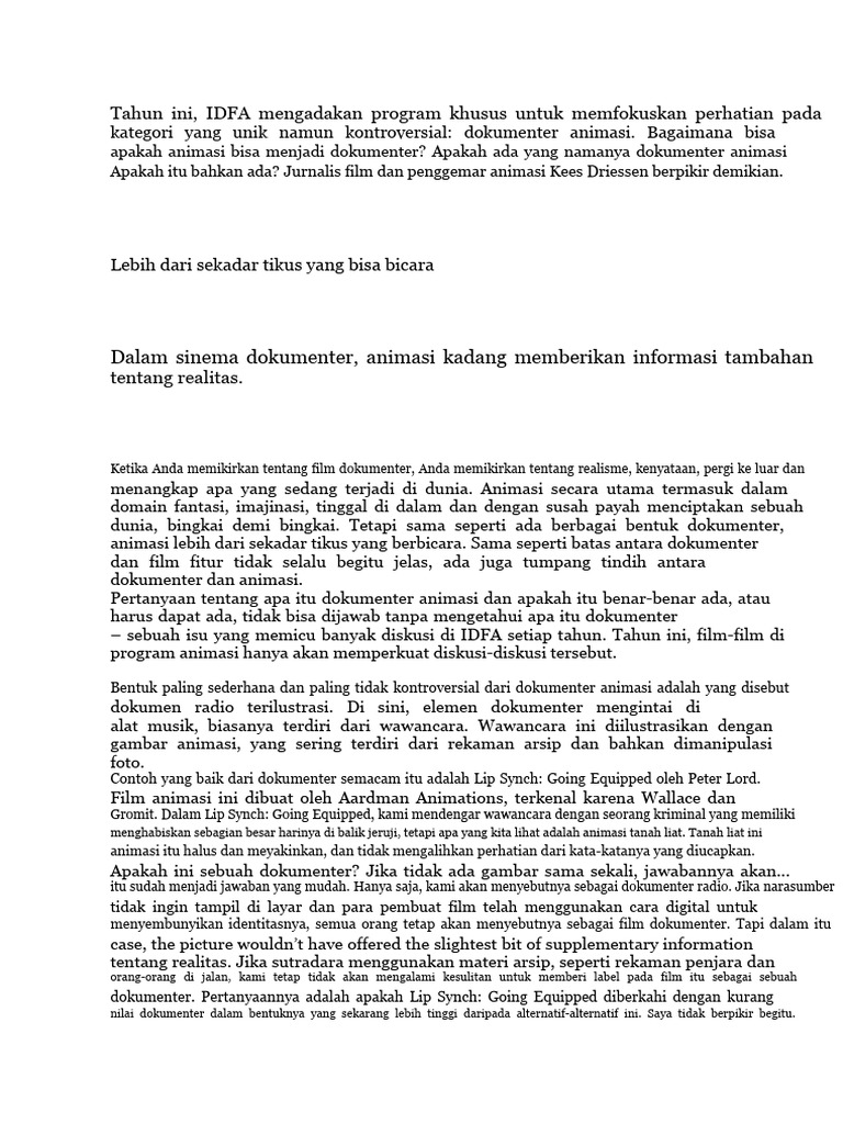 Dokumenter Animasi: Menyibak Batasan Genre | PDF