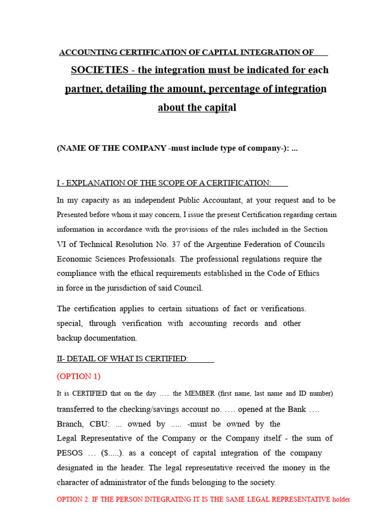 6 - Accounting Certification of Cash Capital Integration | PDF | Banks ...