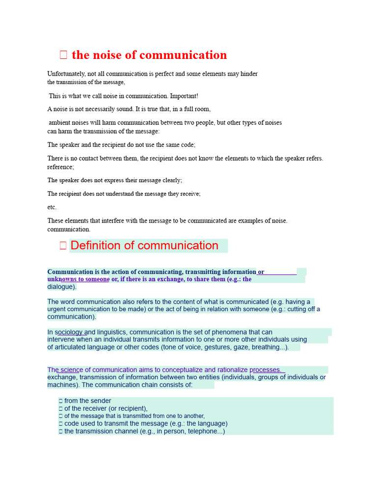 The Noise of Communication | PDF | Communication | Information