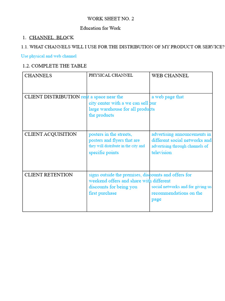 Sheet 2 Lean Canvas Channels Block and Revenue Streams | PDF ...