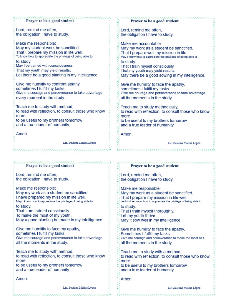 Prayer To Be A Good Student | PDF | Spirituality