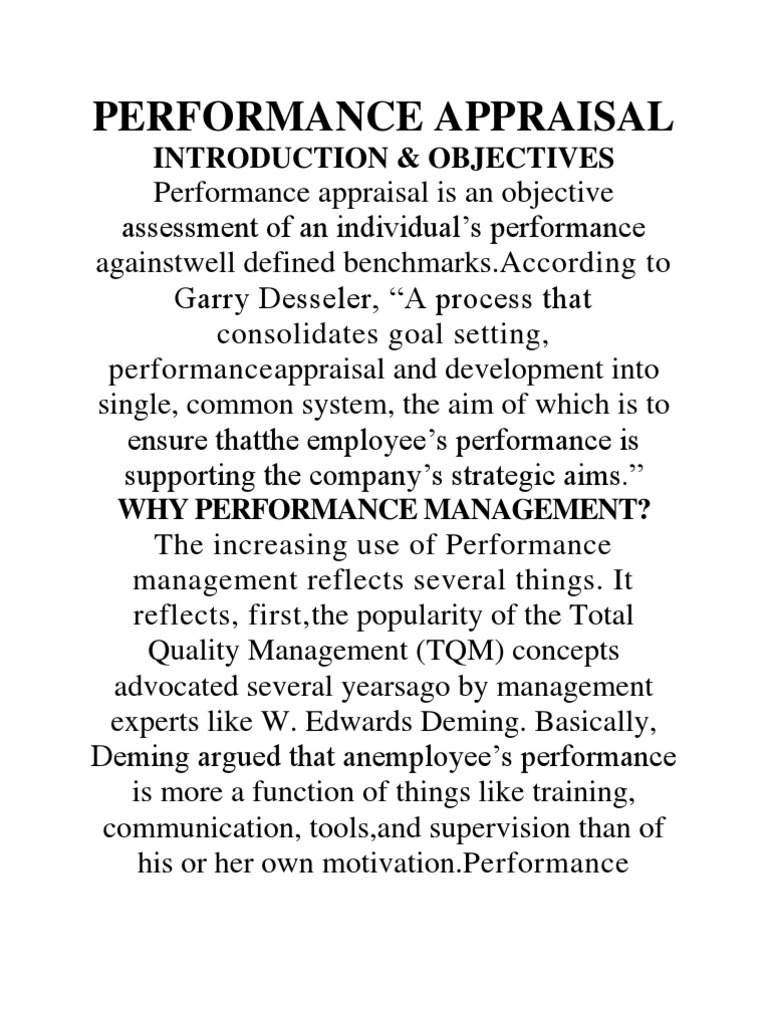 Performance Appraisal: Introduction & Objectives | Download Free PDF ...