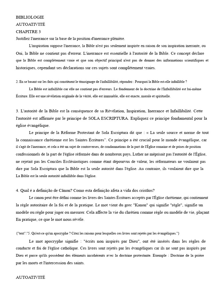 Inerrance et Autorité de la Bible | PDF | Bible | Inerrance biblique