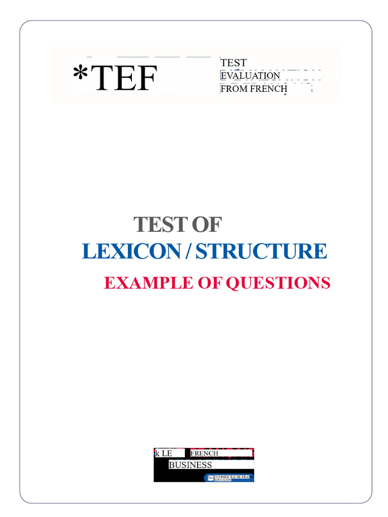 TEF Vocabulary and Structure Test Guide | PDF | Lexicon | Vocabulary