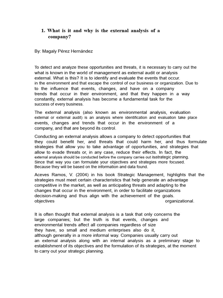 Importance of External Analysis in Business | PDF | Strategic ...