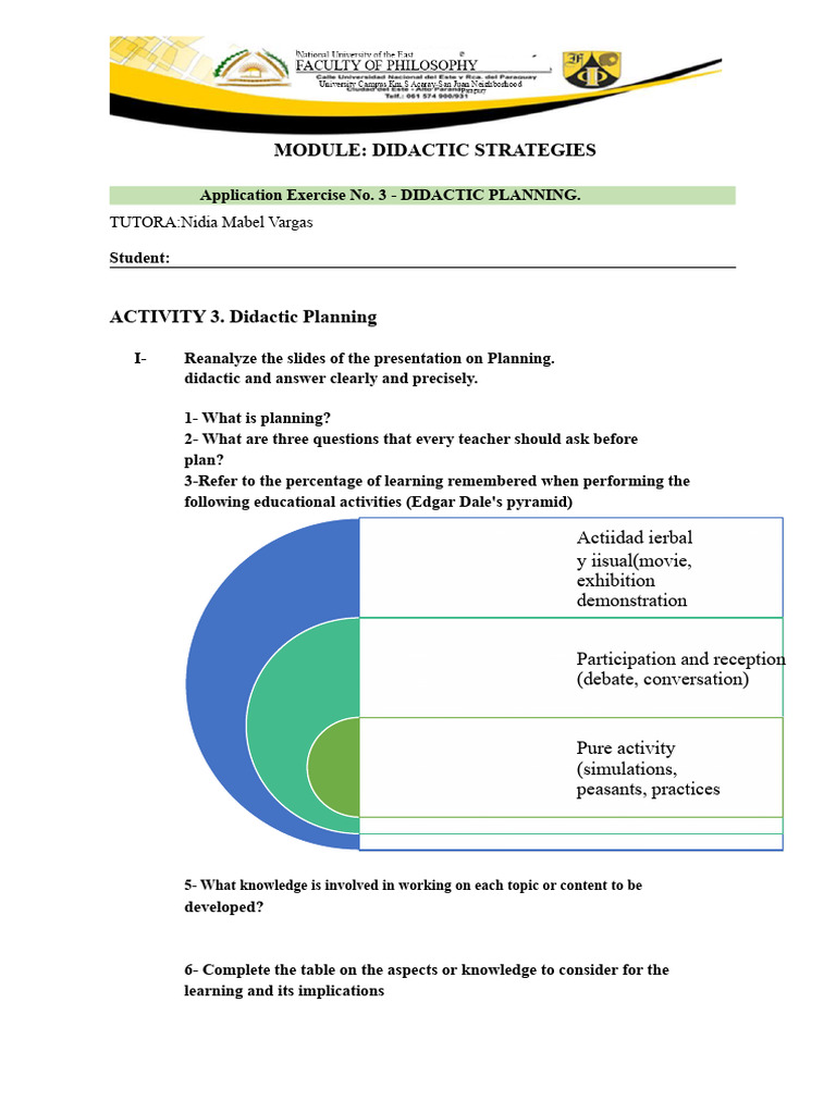 Activity 3. Didactic Planning | PDF | Knowledge | Intelligence
