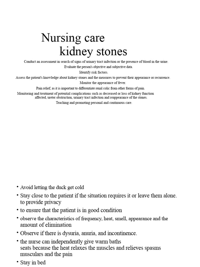 Nursing Care for Kidney Stones Management | PDF