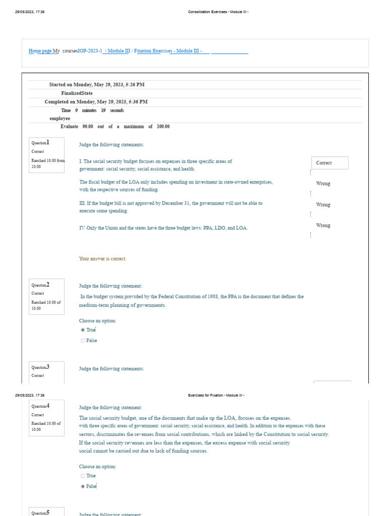 Consolidation Exercises - Module III | PDF | Government