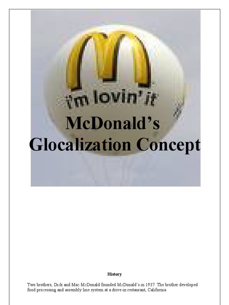McDonald's Strategy of Glocalization: Adapting Operations and Marketing ...