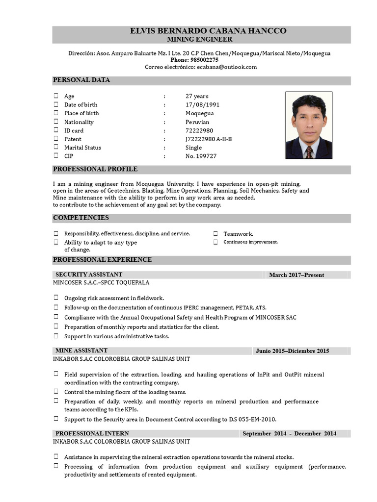 CV Elvis Cabana - SSOMA PDF | PDF | Natural Materials | Materials