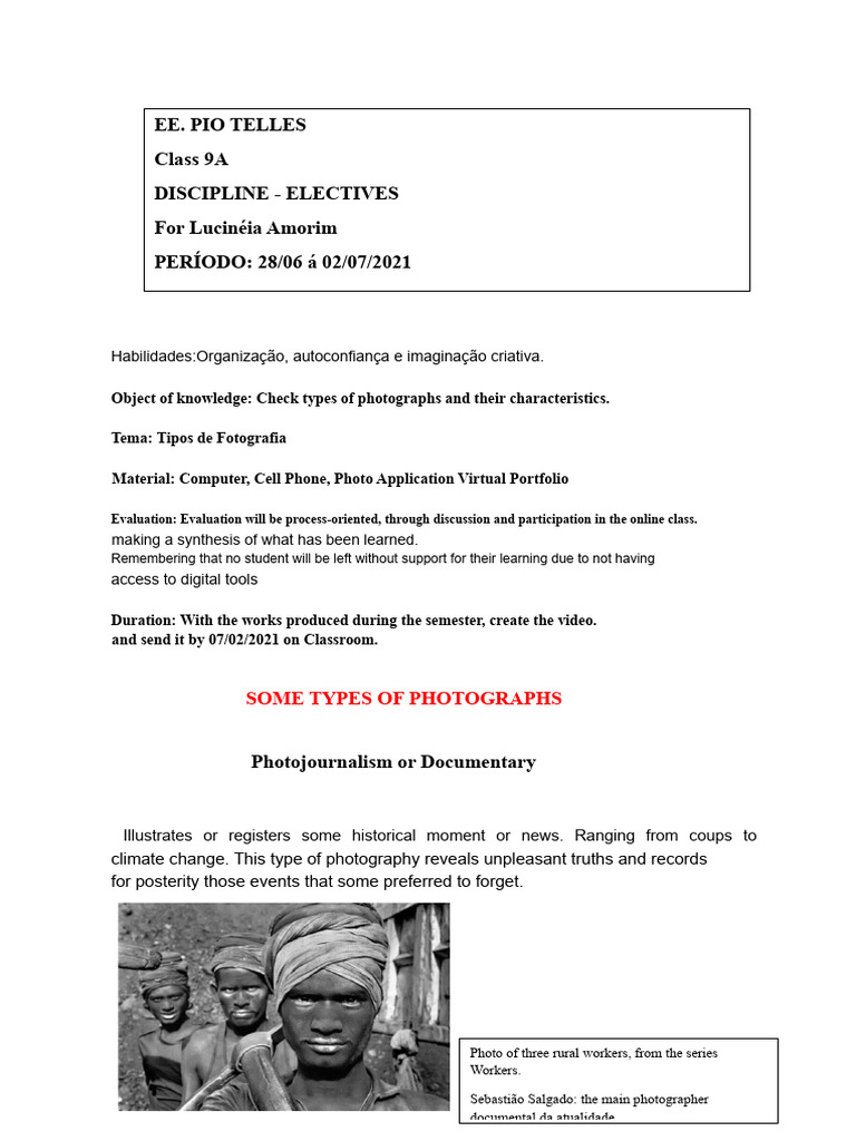 Types of Photography for Students | PDF