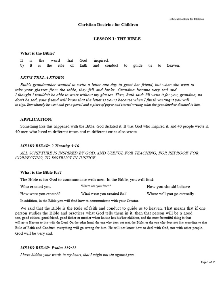 Biblical Doctrine Lessons for Kids | PDF | Baptism | Jesus