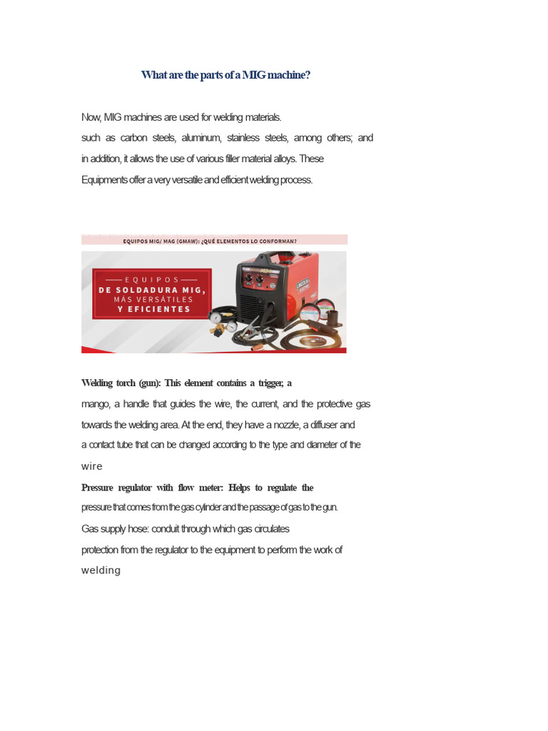 Parts of A GMAW-MIG Equipment | PDF | Welding | Construction