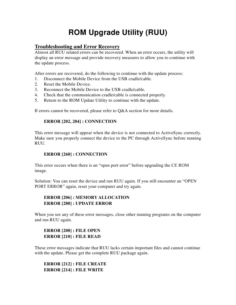 ROM Upgrade Utility (RUU) | PDF | Usb | Read Only Memory