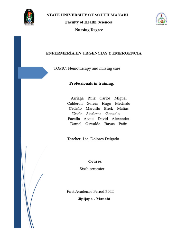 Hemotherapy and Nursing Care Guide | PDF | Serology | Blood Donation