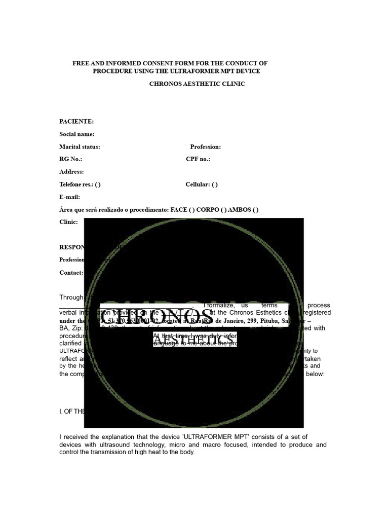 Ultrafomer MPT Consent Form | PDF | Informed Consent | Consent