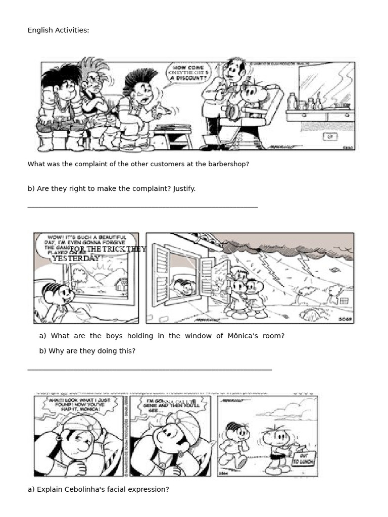 English Activities Comic Strips | PDF