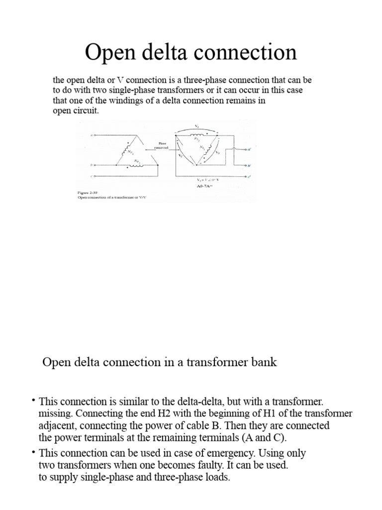 Understanding Open Delta Connections | PDF | Electric Arc | Transformer