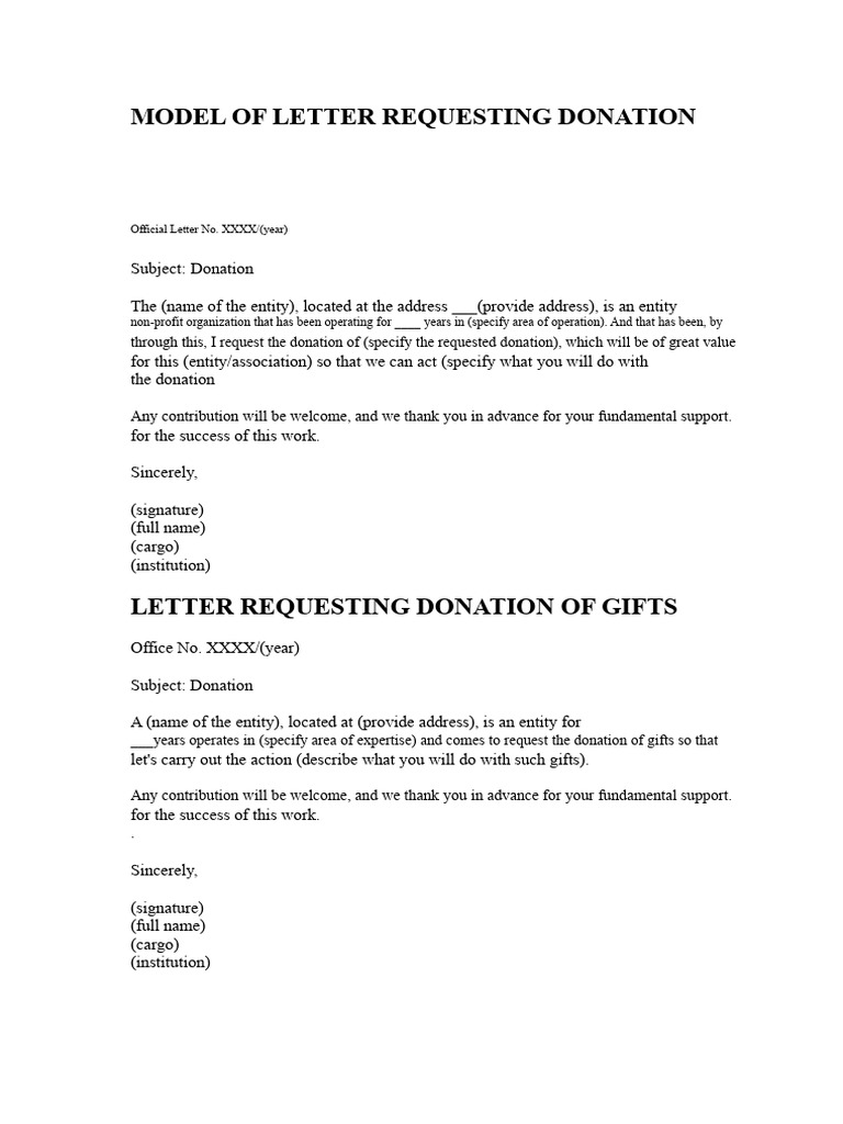 Model of Letter Requesting Donation | PDF